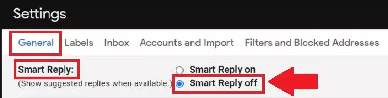 Intelligente Antwort Gmail deaktivieren