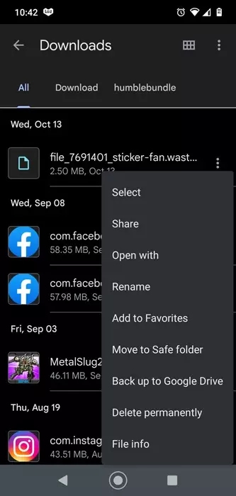 Find Downloaded Files Android Options