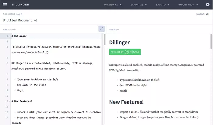 dillinger-markdown-toimetaja-kangelane