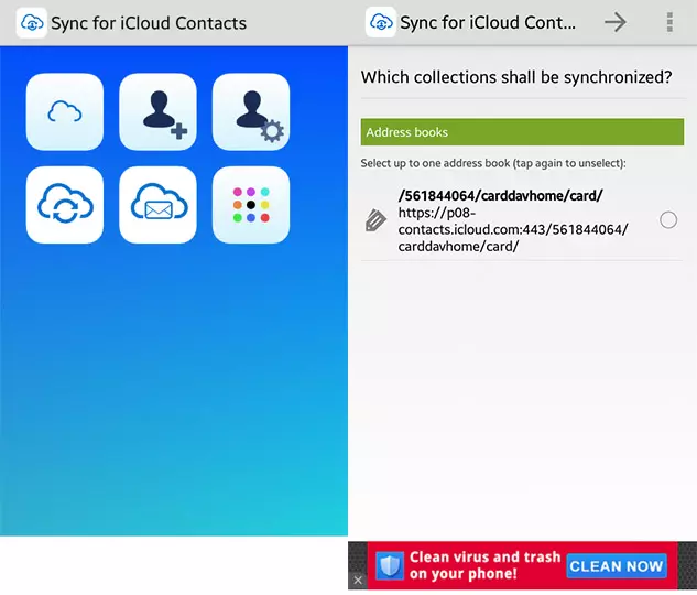 Ungqamaniso lwe iCloud Abafowunelwa app Android