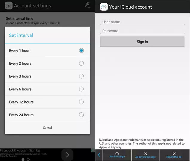 iCloud Contacts Sync Android-toepassing