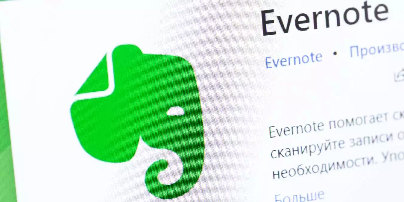 Pintasan Evernote Ditampilake