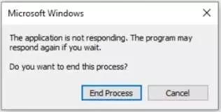 Mensagem de erro sem resposta do Windows