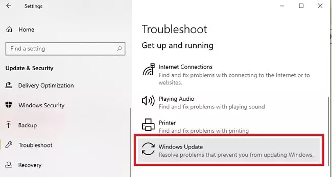 Ліквідацыю непаладак Windows 10 Update Праблемы ўстаноўкі Windows Update