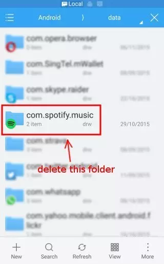 Bạn có thể định vị thư mục nhạc Spotify bằng ứng dụng như ES File Manager.