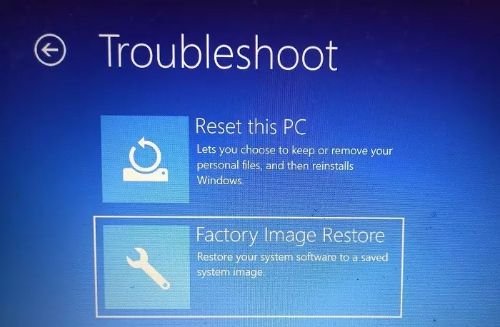 Error de proceso crítico Modo seguro de restauración de imagen de fábrica de Windows11