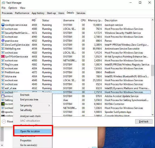 100 Cpu Kullanımını Düzeltin Windows 10 Açık Dosya Konumunu Devre Dışı Bırakın