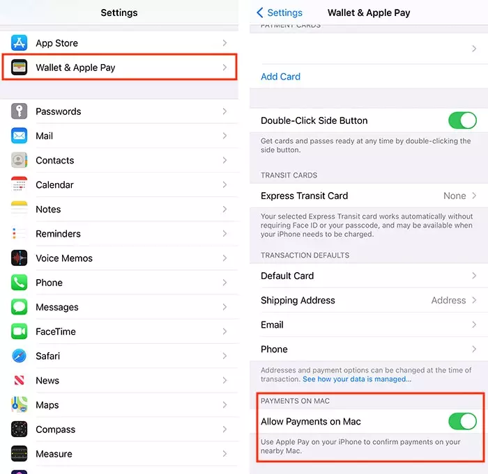 Կարգավորեք Apple Pay-ն ակտիվացնող վճարումները Mac-ում
