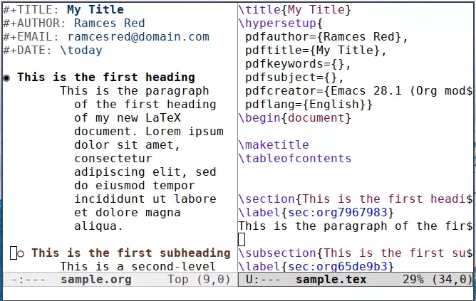 Emacs Latex 12 Org మరియు Tex సంస్కరణలు