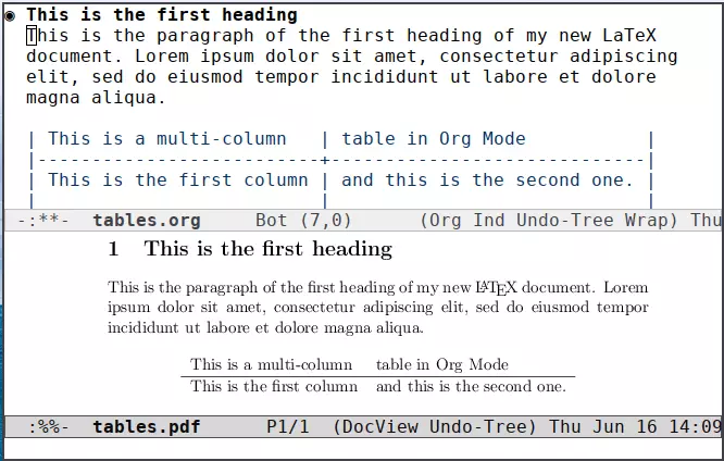 Emacs Latex 18 Latexgerenderte Tabelle