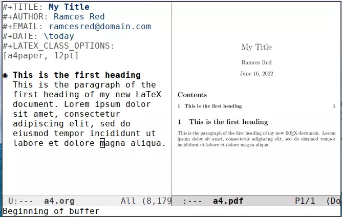 Emacs Latex 20 Dokument im A4-Format