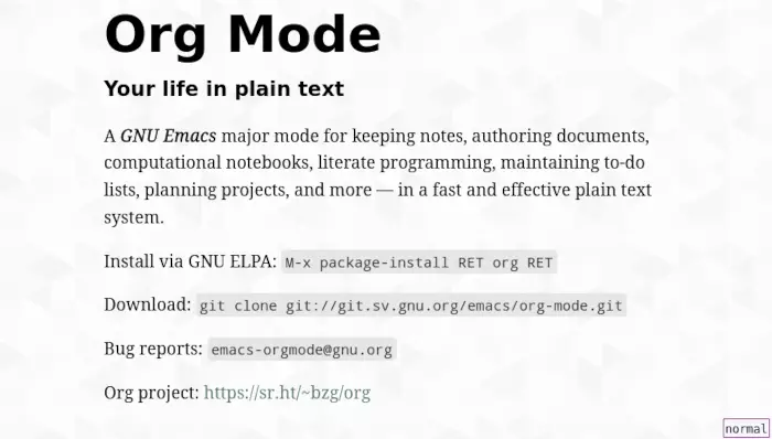 Emacs Latex 04 Org Mode -verkkosivusto