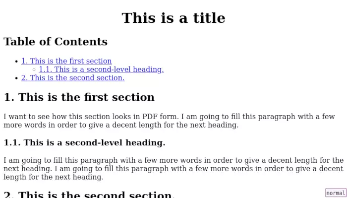 Emacs Latex 05 Org Html -lähtö