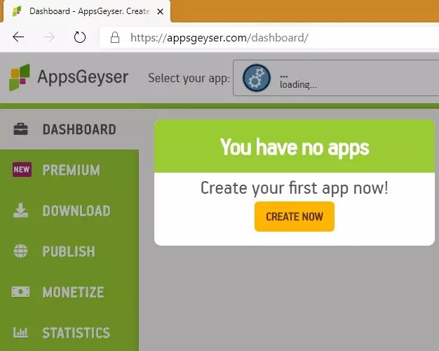 Appsgeyser Homescreen Dashboard