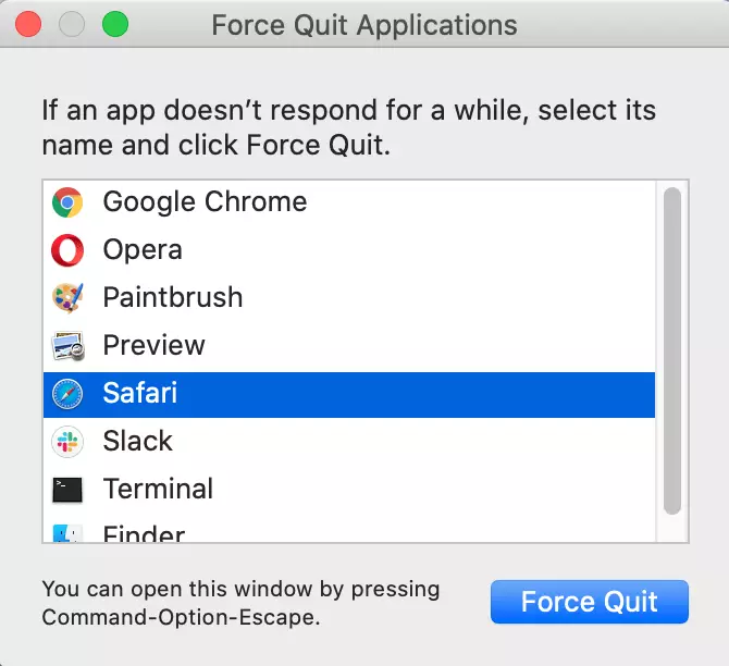 Aplikace macOS můžete vynutit zavřít pomocí aplikace Force Quit.