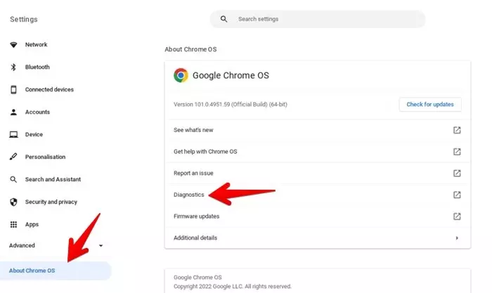 Διαγνωστικά Chromebook