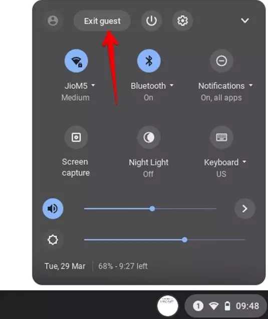 Izlaz iz Chromebooka iz gosta