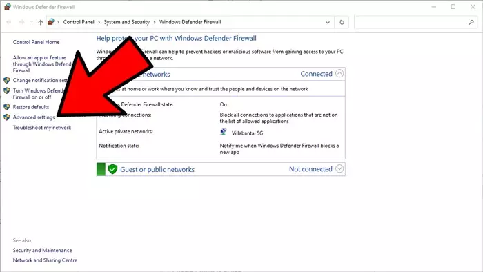 Configurar o reenvío de portos Configuración avanzada do Firewall de Windows Defender