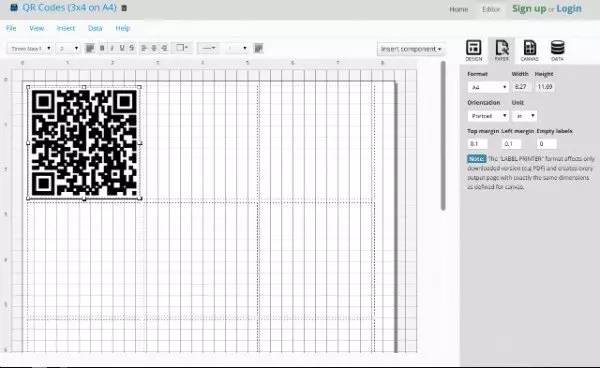 Página de códigos QR para impressão