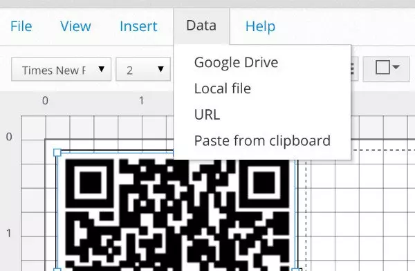 Inserção de dados de códigos QR para impressão