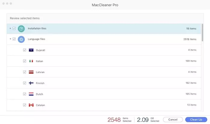 Linguaggio Maccleaner Pro2