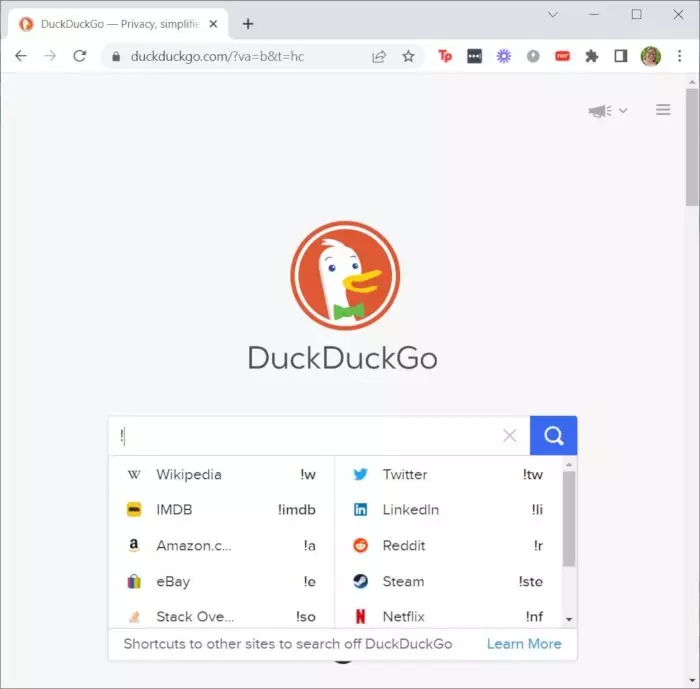 검색 엔진 Duckduckgo 기능