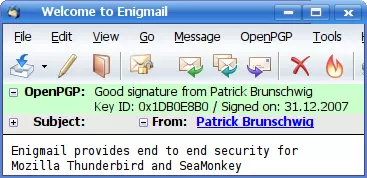 Thunderbird සඳහා ආරක්ෂක ඇඩෝන - enigmail