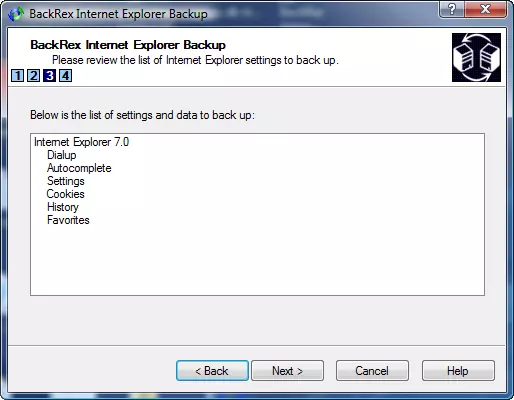 IE Backup ຕາຕະລາງການສໍາຮອງຂໍ້ມູນ