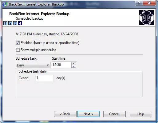 Agendamento de backup do IE