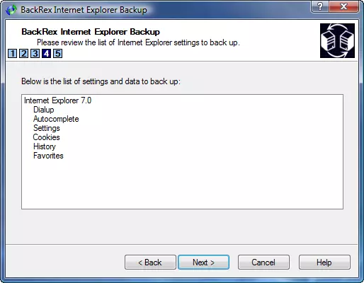 IE Backup စာရင်း