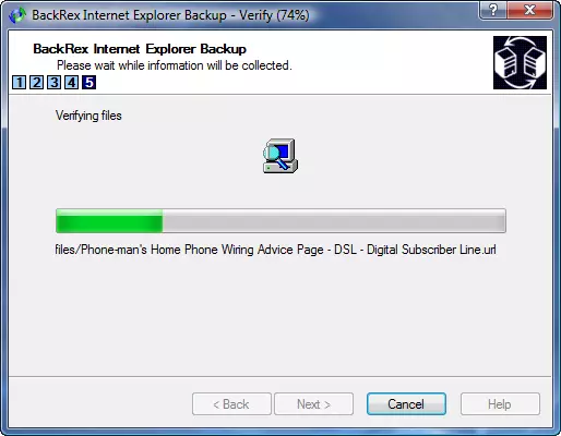 IE Backup လုပ်ဆောင်နေချိန် ၂