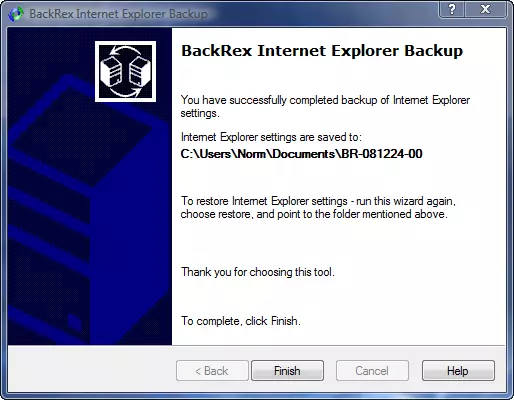 Backup do IE concluído