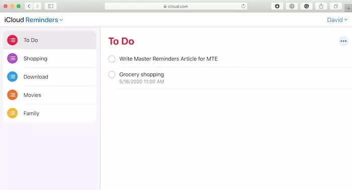 Aplikacja Master Reminders na Mac Icloud