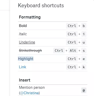 dropbox-paper-Shortcuts