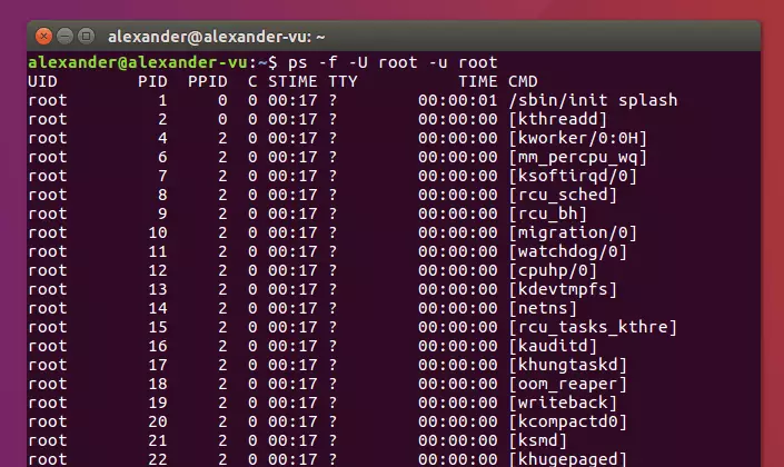 Użyj Ps w procesach głównych systemu Linux 2